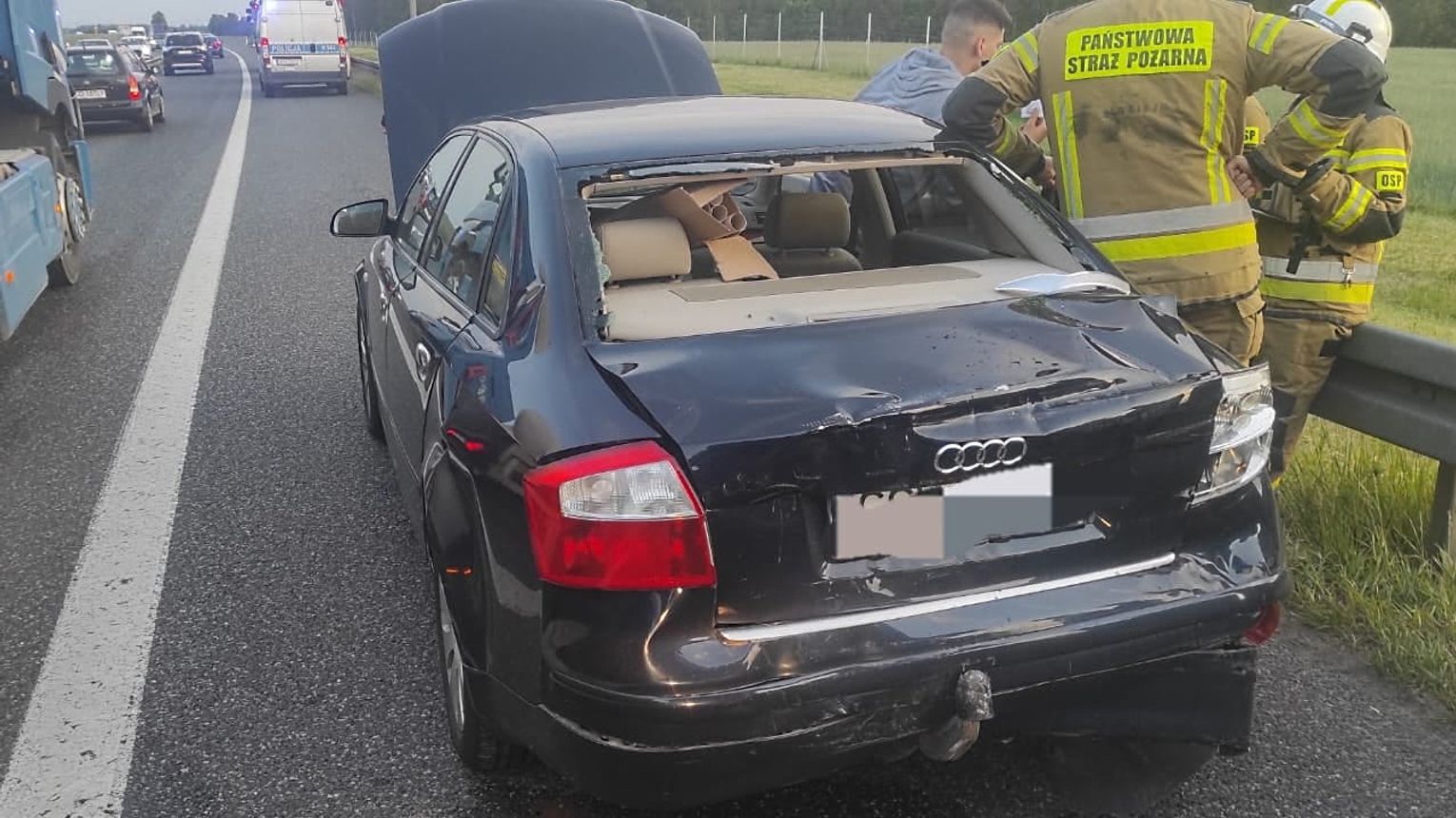 Pomorze: Wypadek na A1, w kierunku Torunia jednym pasem